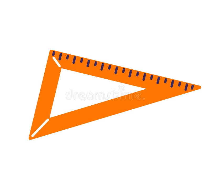 Orange Triangle Ruler Plastic Classic Vector Illustration Isolated on ...