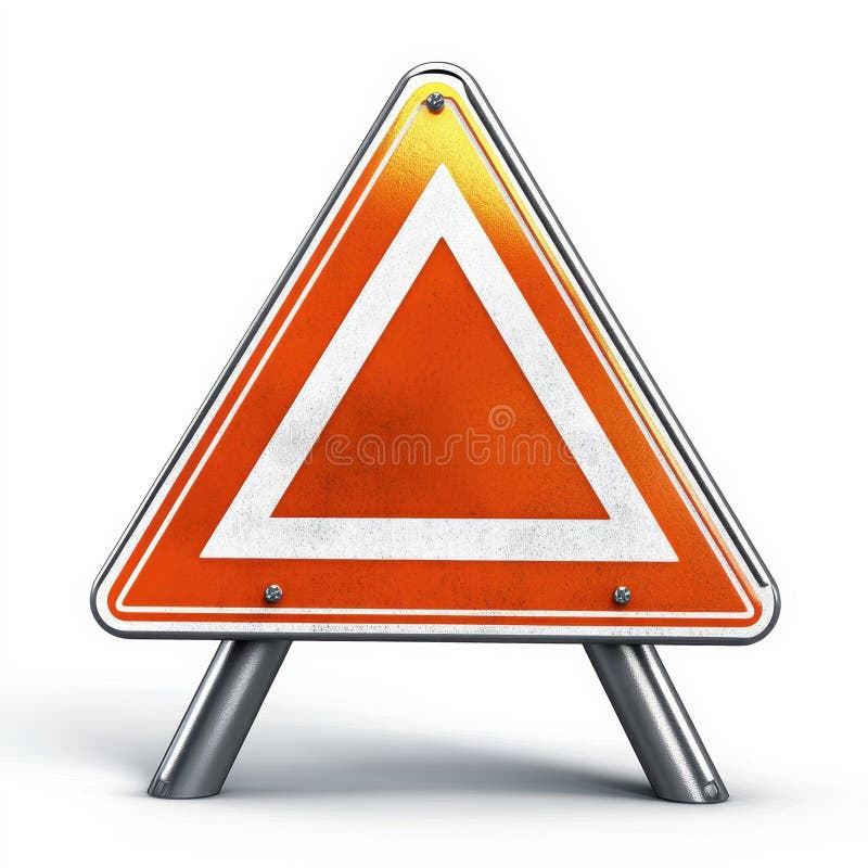 Orange Triangular Caution Sign with Reflective Surface for Road Safety ...