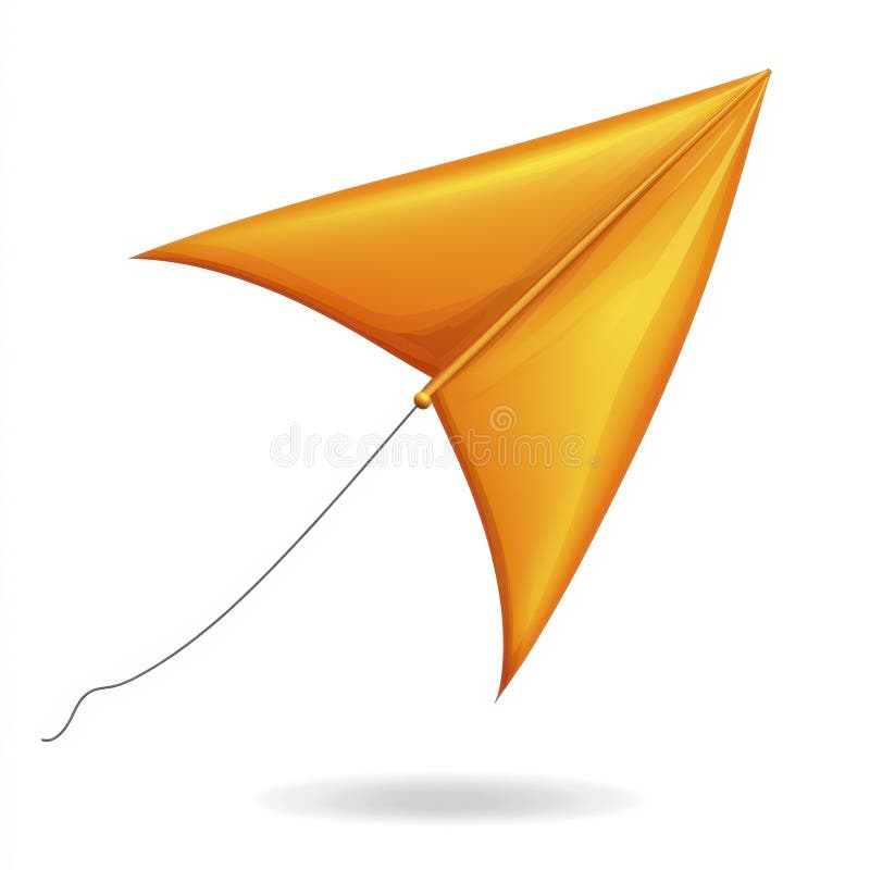 Orange Triangular Kite in Flight Against White Background Stock ...