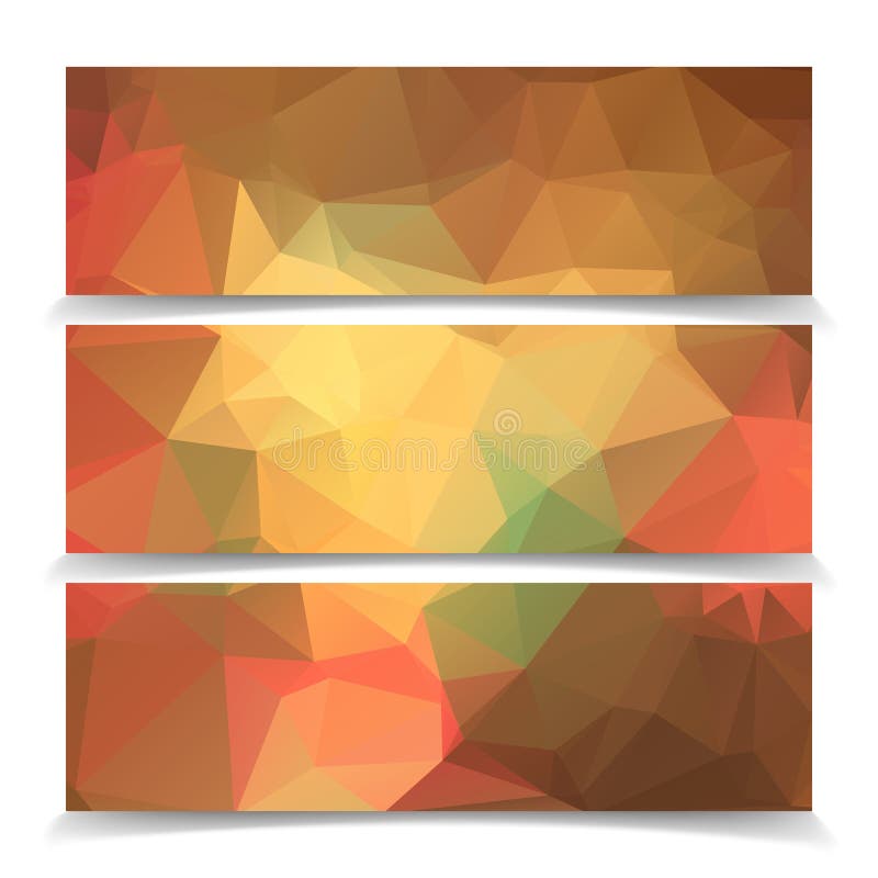 Orange Triangular Polygonal Banners Set Stock Vector - Illustration of ...