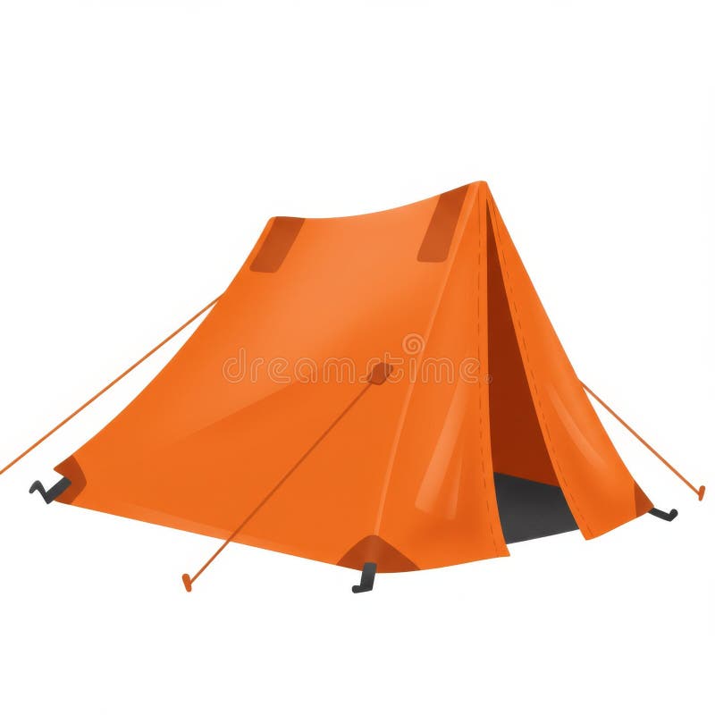 Orange Triangular Tent on White Background Stock Illustration ...