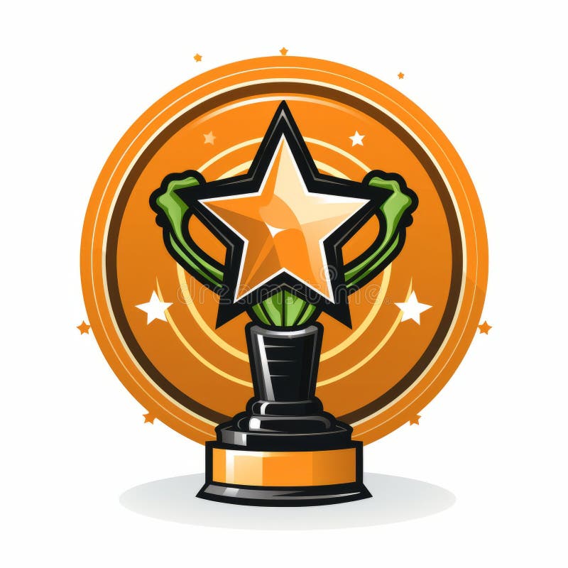 An Orange Trophy with a Star on it Stock Illustration - Illustration of ...