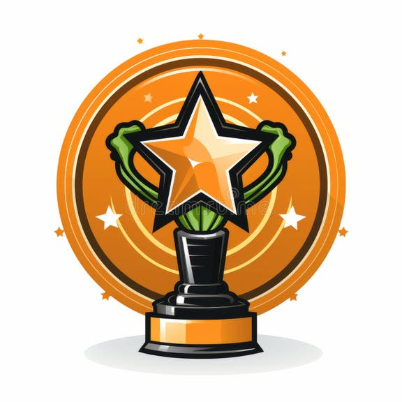 An Orange Trophy with a Star on it Stock Illustration - Illustration of ...