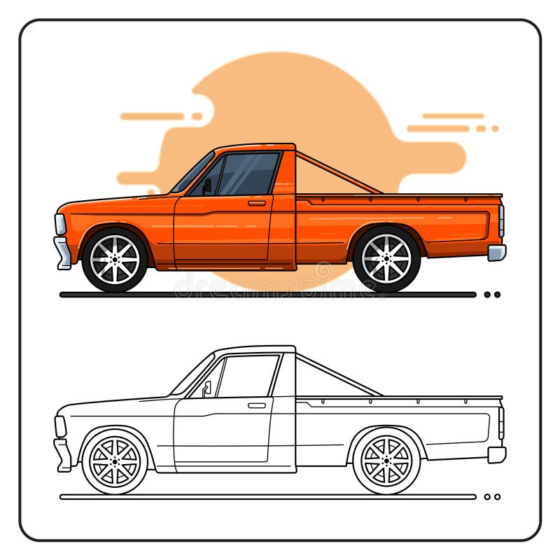 Orange Truck Car Side View Easy Editable Stock Vector - Illustration of ...