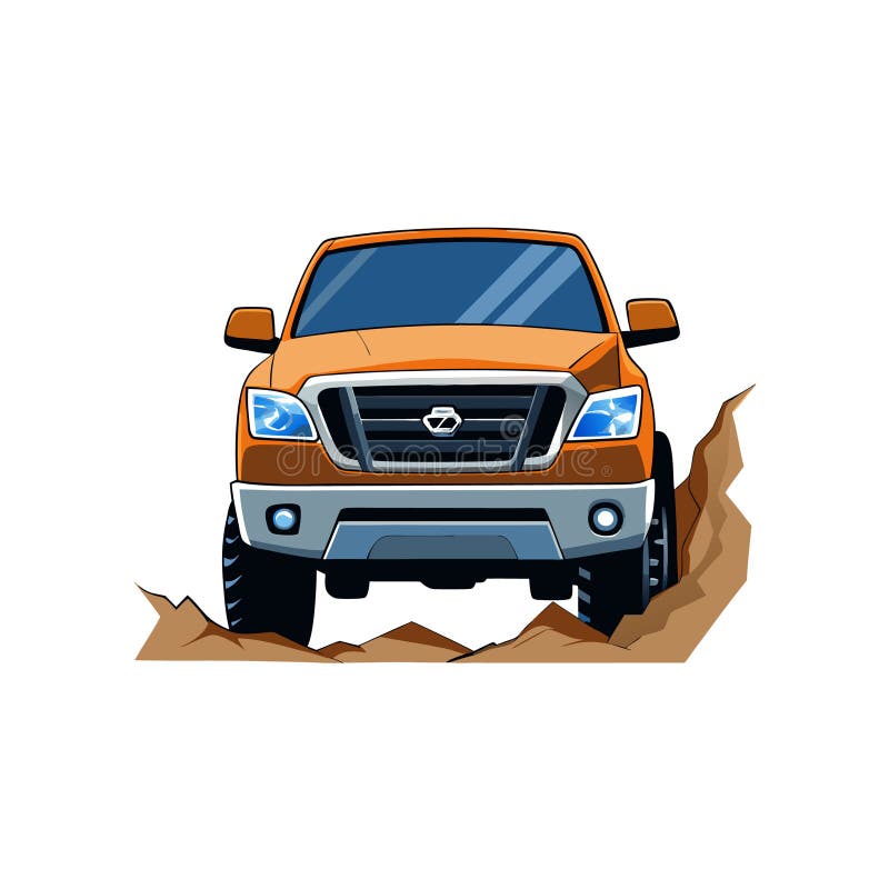 Orange Truck Driving through Dirt Vector Illustration Stock ...