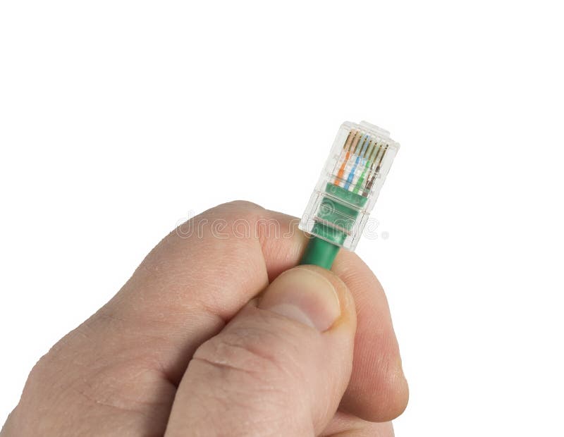 Orange Twisted Pair with Black RJ45 Jack Isolated on White Stock Image ...