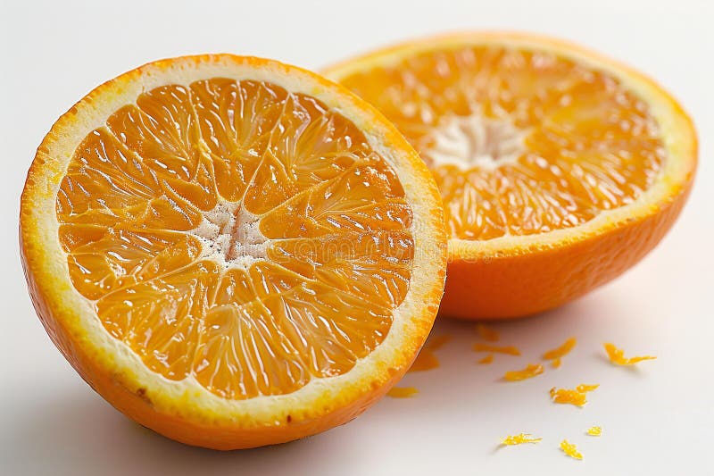Orange with Two Halves Isolated on White Background. with Clipping Path ...