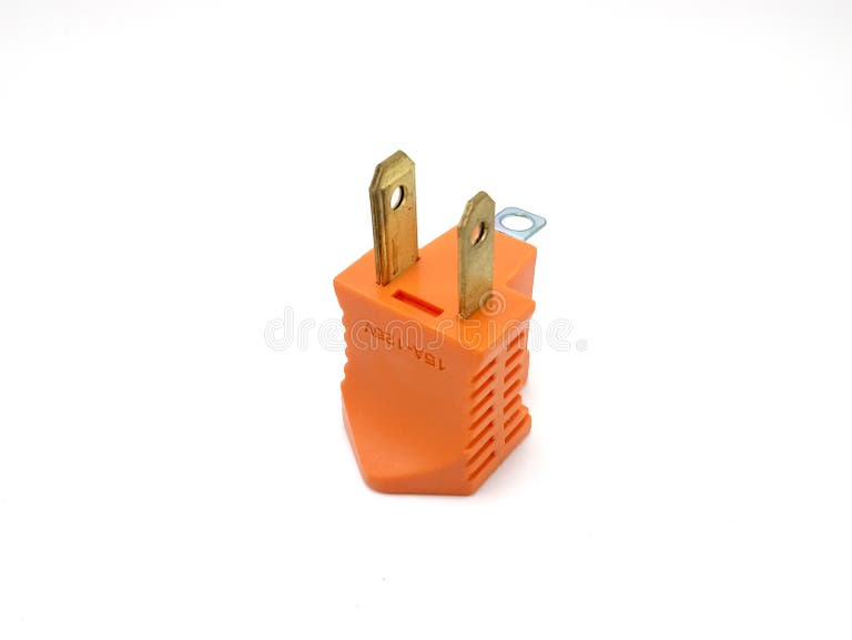 Orange Two Prong Electrical Plug Stock Image - Image of outlet, hole ...