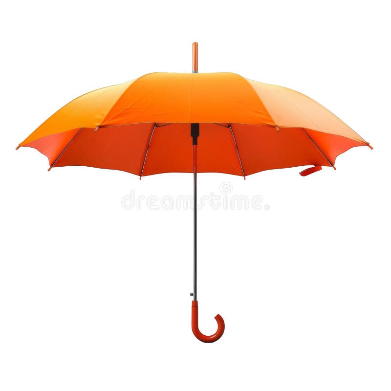 Orange Umbrella with a Curved Handle Stock Photo - Illustration of ...