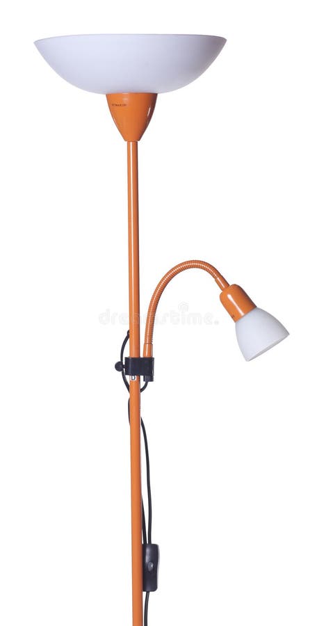 Orange Uplighter Torchiere Floor Lamp with Shade and Small Reading ...