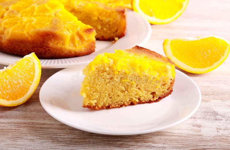 Orange Upside Down Cake, Sliced Stock Image - Image of bake, sliced ...