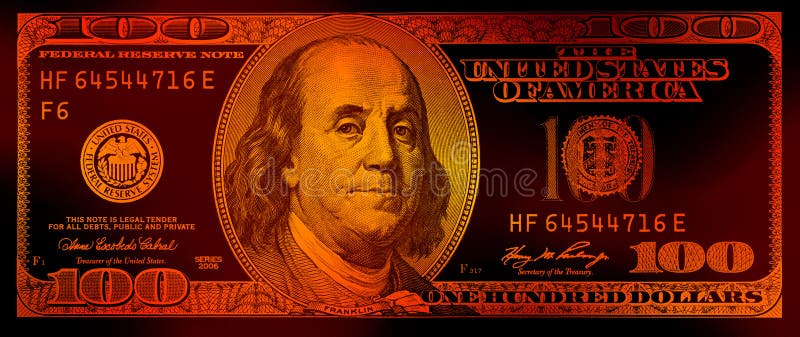 Orange US 100 Dollar Banknote Stock Photo - Image of decorative, orange ...