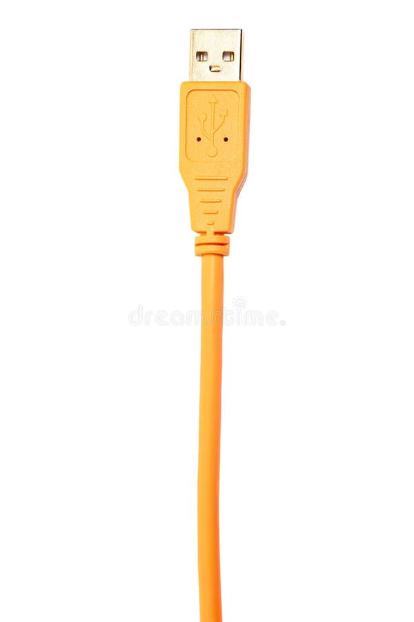 Orange USB Cable Isolated on White Background Stock Photo - Image of ...
