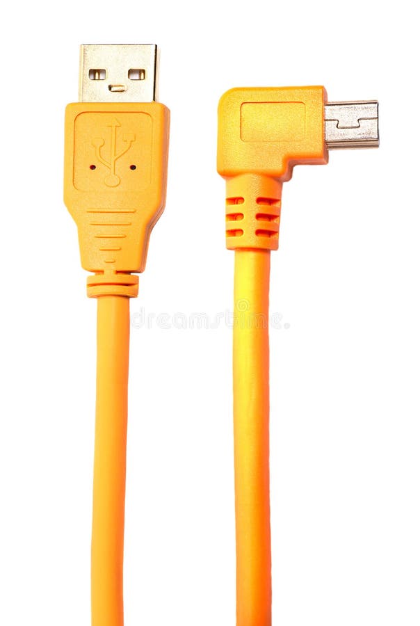Orange USB Cable Isolated on White Background Stock Image - Image of ...