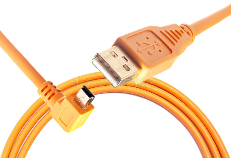 Orange USB Cable Isolated on White Background Stock Photo - Image of ...