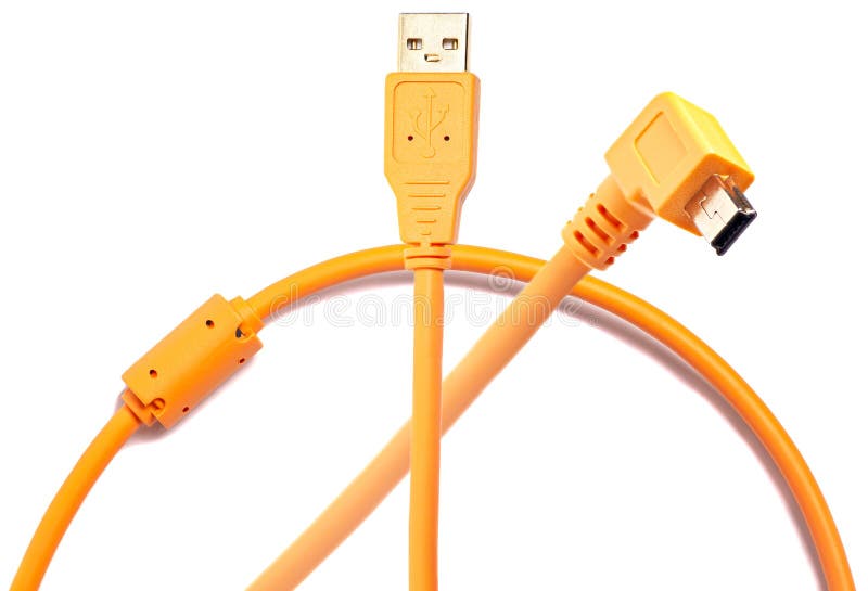 Orange USB Cable Isolated on White Background Stock Photo - Image of ...