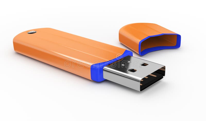 Orange USB flash drive stock illustration. Illustration of data - 25745811