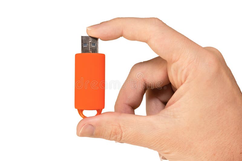 USB Orange, Flash Drive on Isolated White Background Stock Photo ...