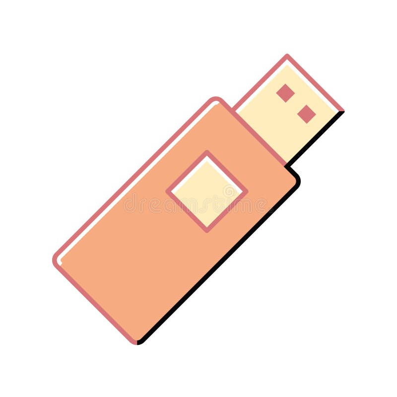 Orange USB Flash Drive Icon. Vector Stock Vector - Illustration of plug ...
