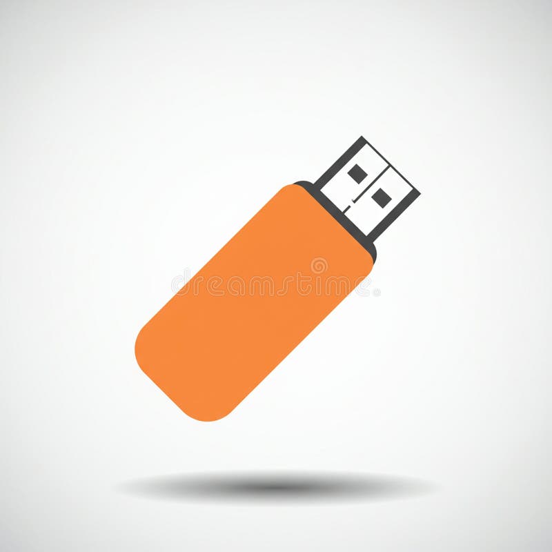 Orange USB Flash Drive Illustrated with a Simple Design. Features a ...