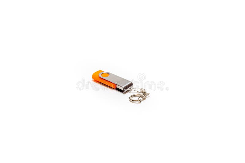 Orange USB Flash Drive on White Background Stock Photo - Image of datum ...