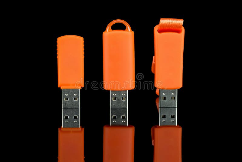 Orange USB Flash Stick on Black Background Stock Image - Image of ...
