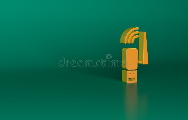 Orange Usb Wireless Adapter Icon Isolated on Green Background ...