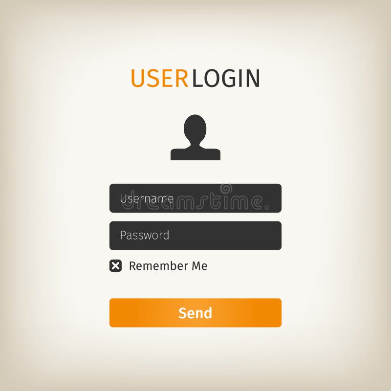 Orange user login page stock vector. Illustration of button - 51361212