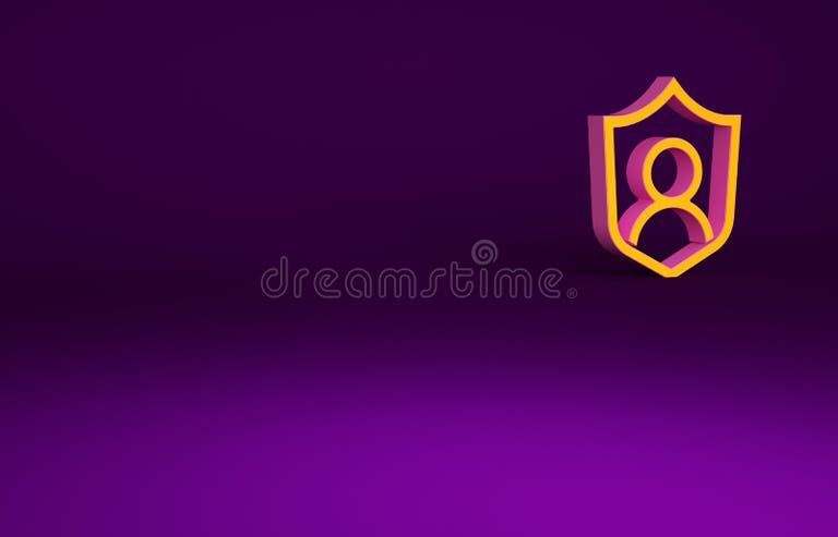 Orange User Protection Icon Isolated on Purple Background. Secure User ...