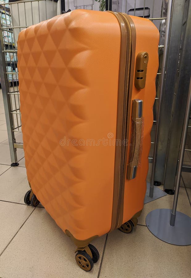 Orange Valise with Combination Lock Stock Image - Image of plastic ...