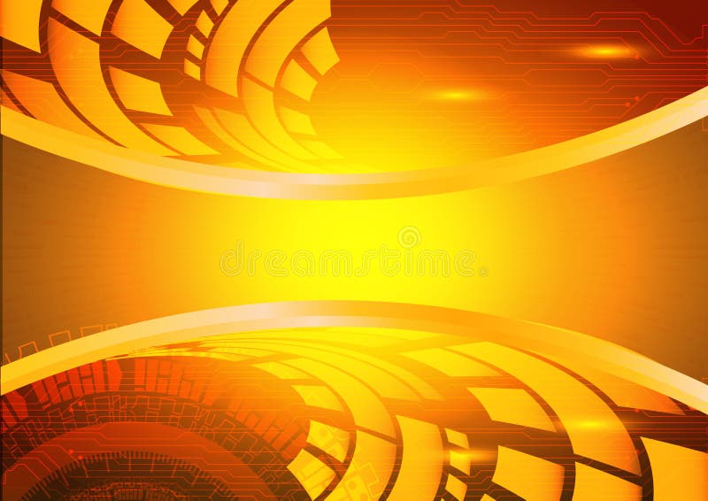 Orange Vector Abstract Geometric Technology Background with Circle ...