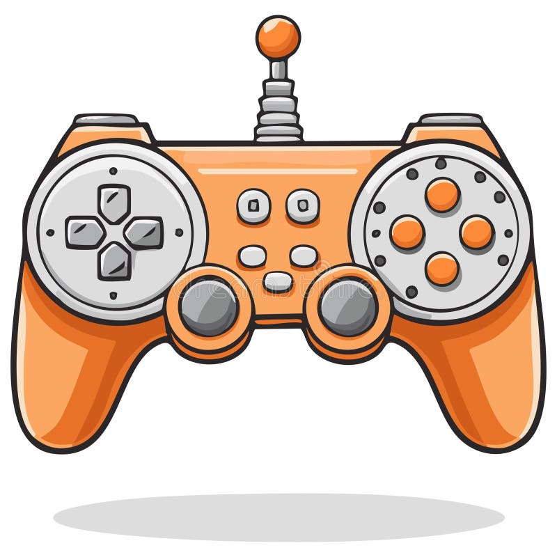 Orange Video Game Controller with Joystick Cartoon Vector Illustration ...