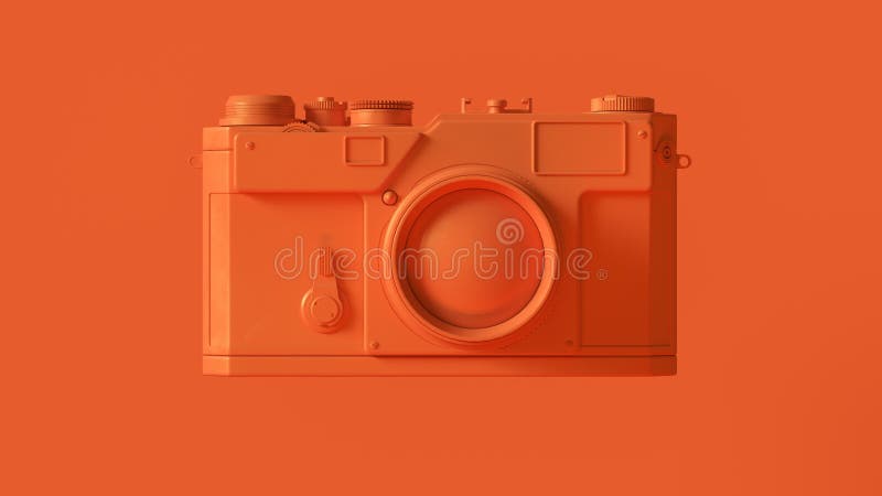 Orange Vintage Camera with Adjustable Lens Stock Illustration ...