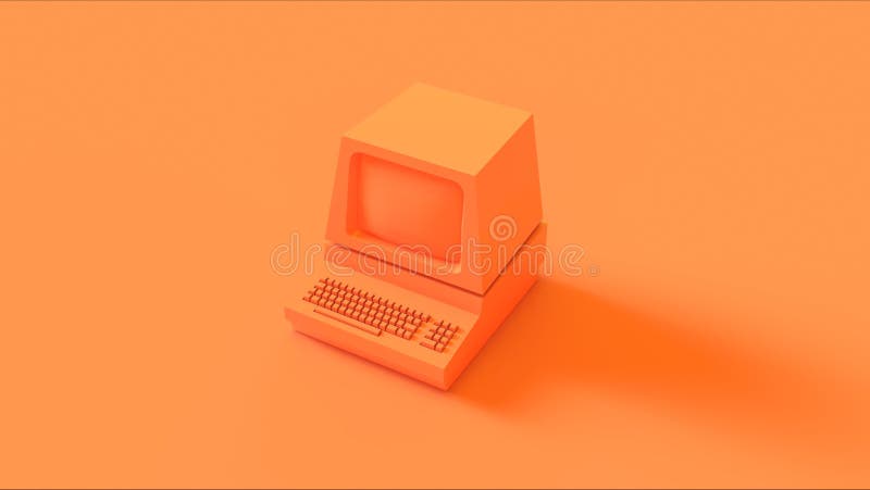 Orange Vintage Computer ilustração stock. Ilustração de computador ...