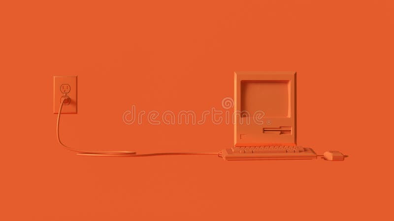 Orange Vintage Computer Keyboard and Mouse Stock Illustration ...