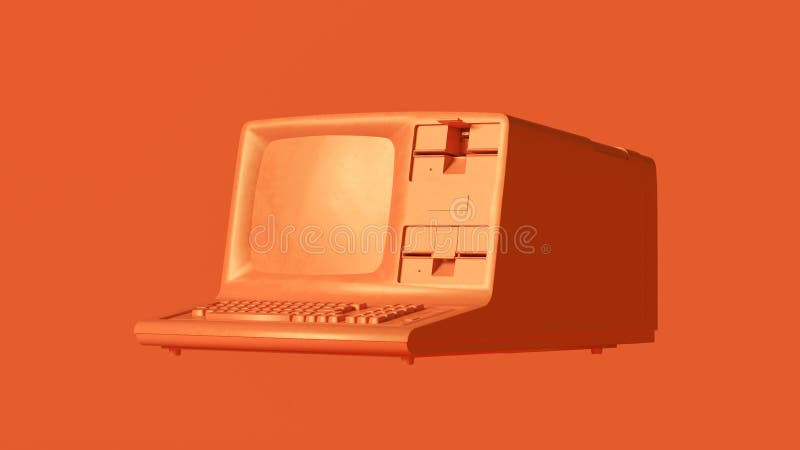 Orange Vintage Computer stock illustration. Illustration of fashion ...