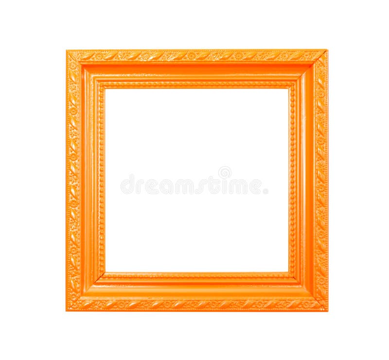 Orange Vintage Picture Frame on White Background Stock Image - Image of ...