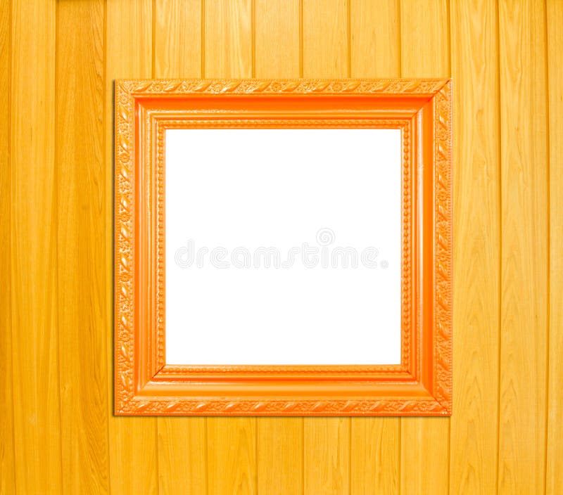 Orange Vintage Picture Frame on White Background Stock Image - Image of ...