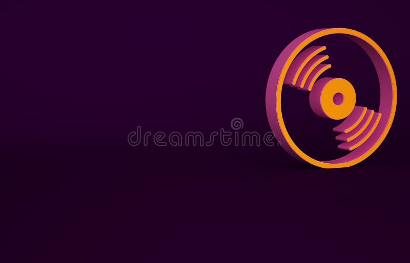 Orange Vinyl Disk Icon Isolated on Purple Background. Minimalism ...