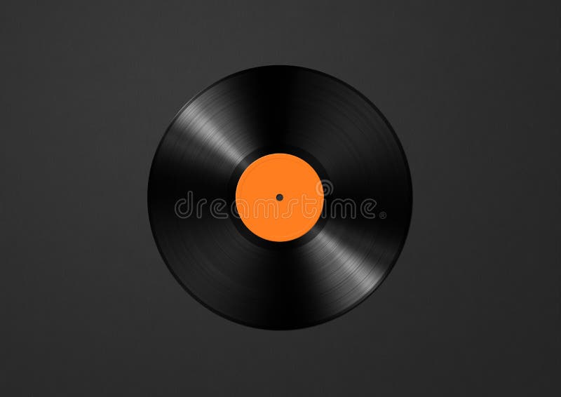 Orange Vinyl Record Isolated on Black Background Stock Illustration ...