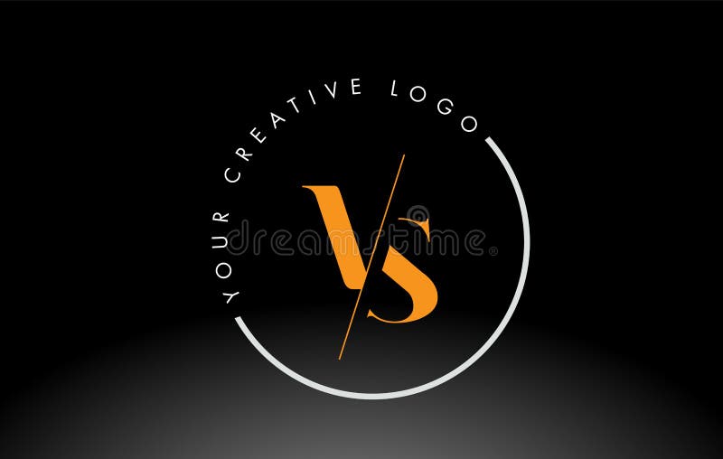 Orange VS Serif Letter Logo Design with Creative Intersected Cut Stock ...