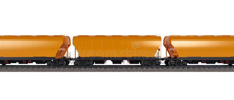Orange Wagon Trains on the Railway Tracks Stock Photo - Image of cement ...