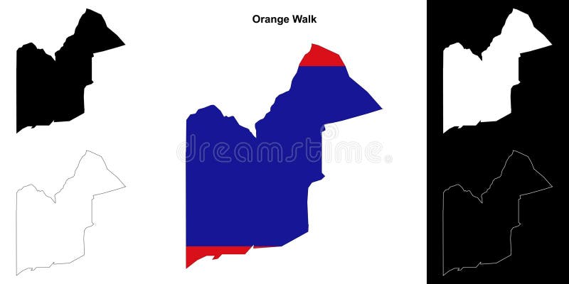 Orange Walk outline map stock vector. Illustration of orange - 342075569