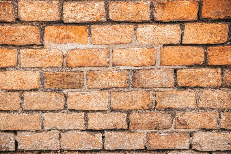 Orange Wall of Bricks. Close-up View of an Aged Brick Wall ...