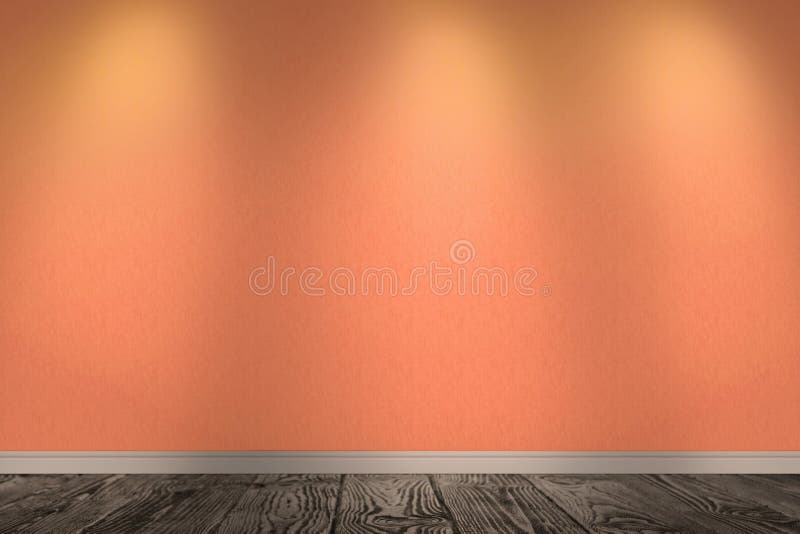 Orange Wallpaper and Wooden Floor in Room Stock Illustration ...