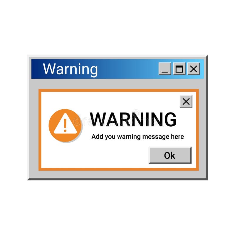 Orange Warning Notification. Malware Message in Pop Up Window Stock ...