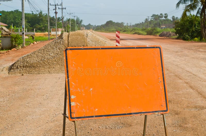 Orange warning sign stock photo. Image of security, construction - 34113302