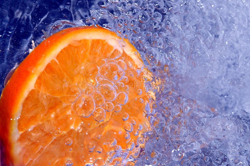 Orange in water stock photo. Image of cold, lemon, yellow - 700278