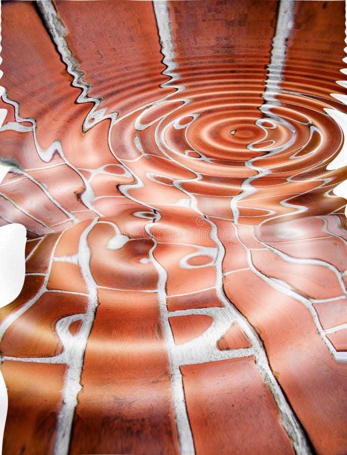 Orange Water, Ripples and Abstract Circle with Line Shape, Liquid Waves ...