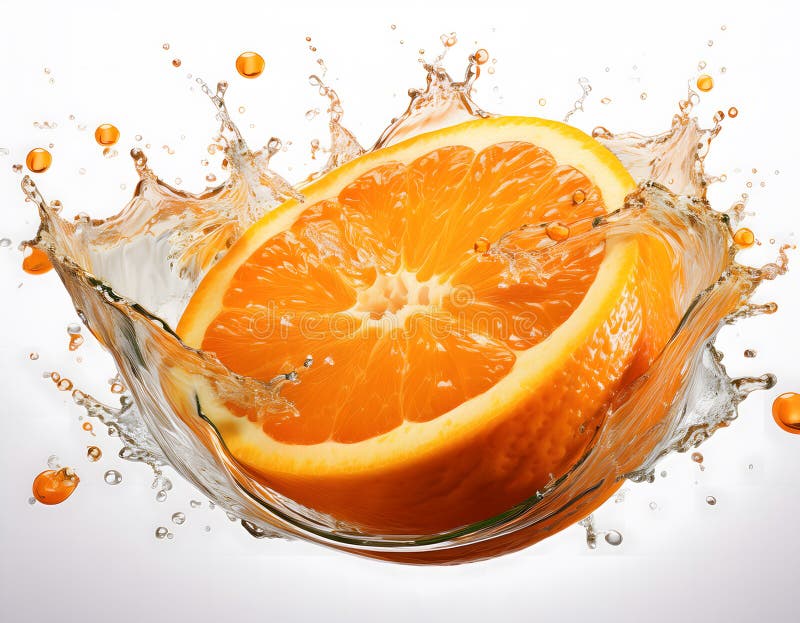 Orange with Water Splash Isolated on White Background. Stock ...